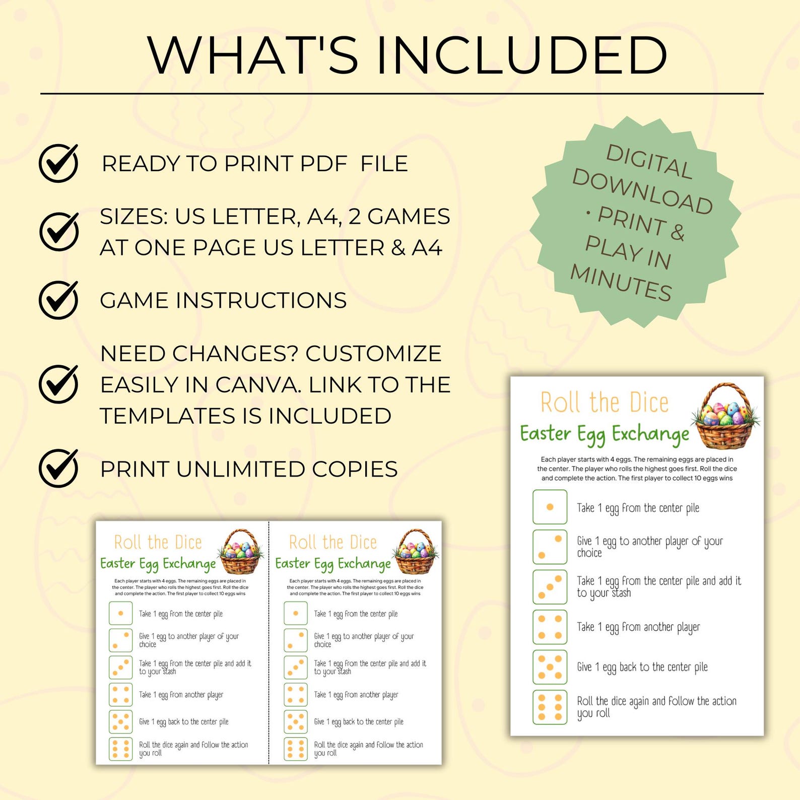 Easter Egg Exchange Game, Printable & Editable Dice Activity, Classroom ...