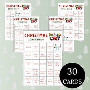 Christmas Carol Bingo Game Printable, 30 Unique Cards for Family Game ...