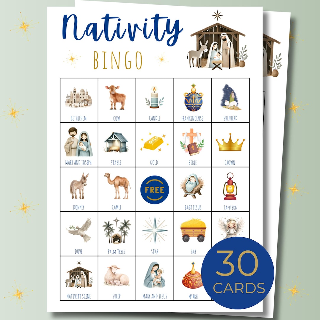 Nativity Bingo Game, 30 Printable Cards, Perfect for Church, Bible ...