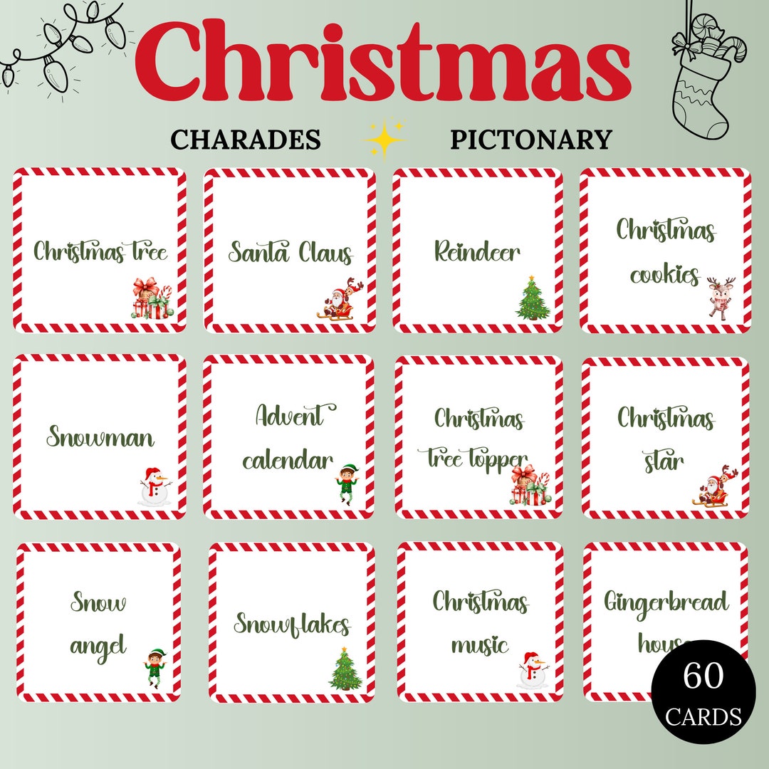 Christmas Charades, Printable Games, Christmas Pictionary, Fun ...