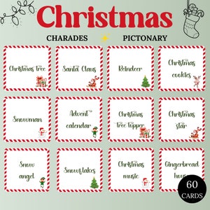 Christmas Charades, Printable Games, Christmas Pictionary, Fun ...