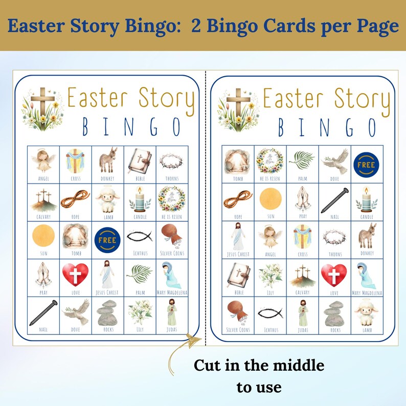Easter Story Bingo, 30 Printable Religious Easter Bible Bingo Game ...