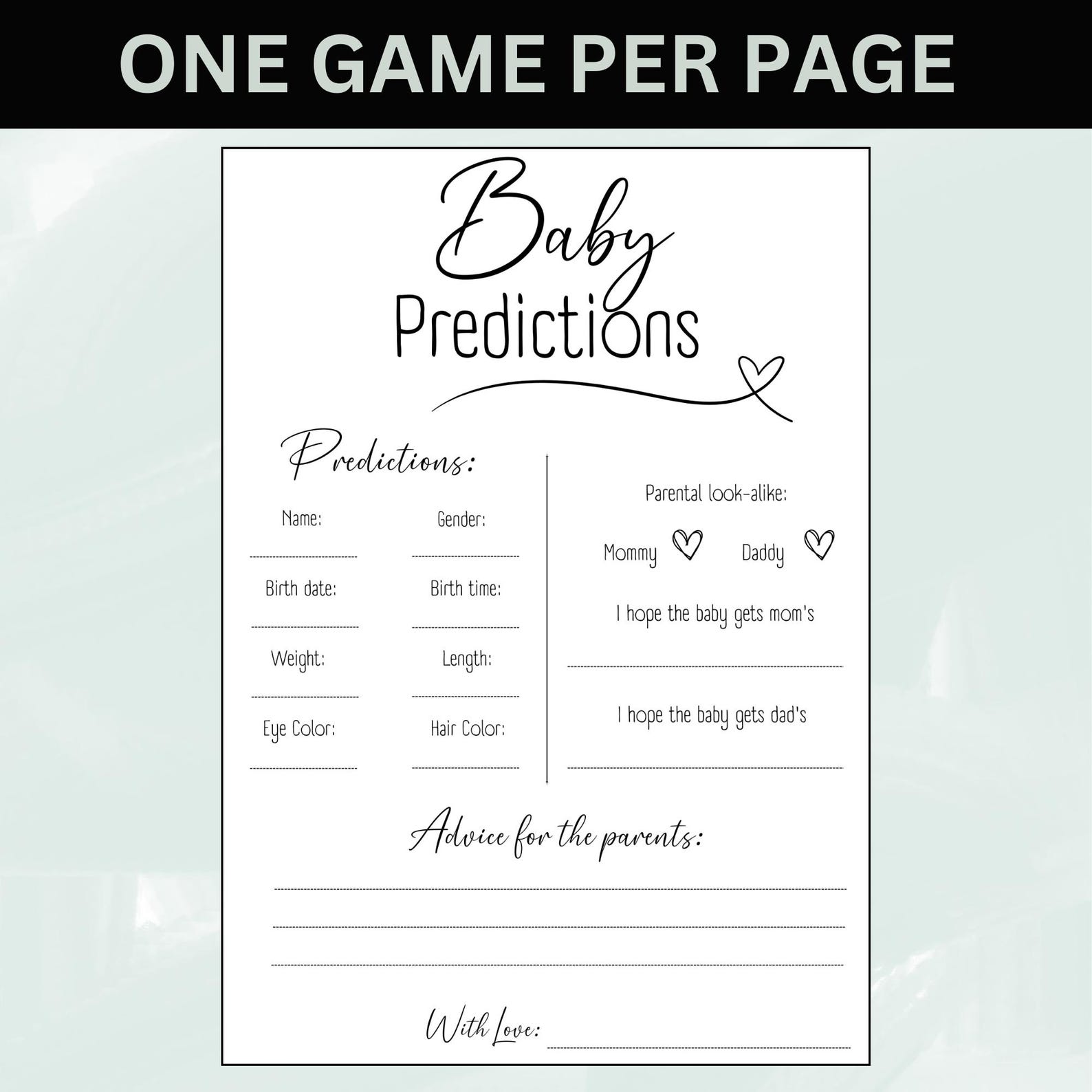 Baby Shower Guess the Due Date & Weight Game, Baby Stats Predictions ...