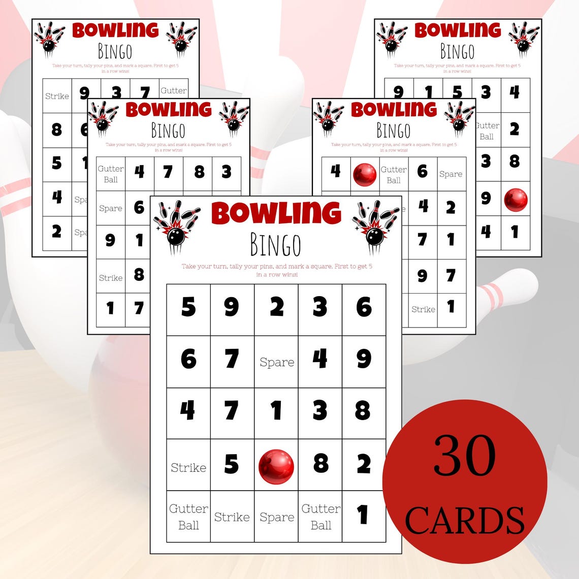 Bowling Bingo Cards for Kids, Fun Printable Party Game, Bowling ...