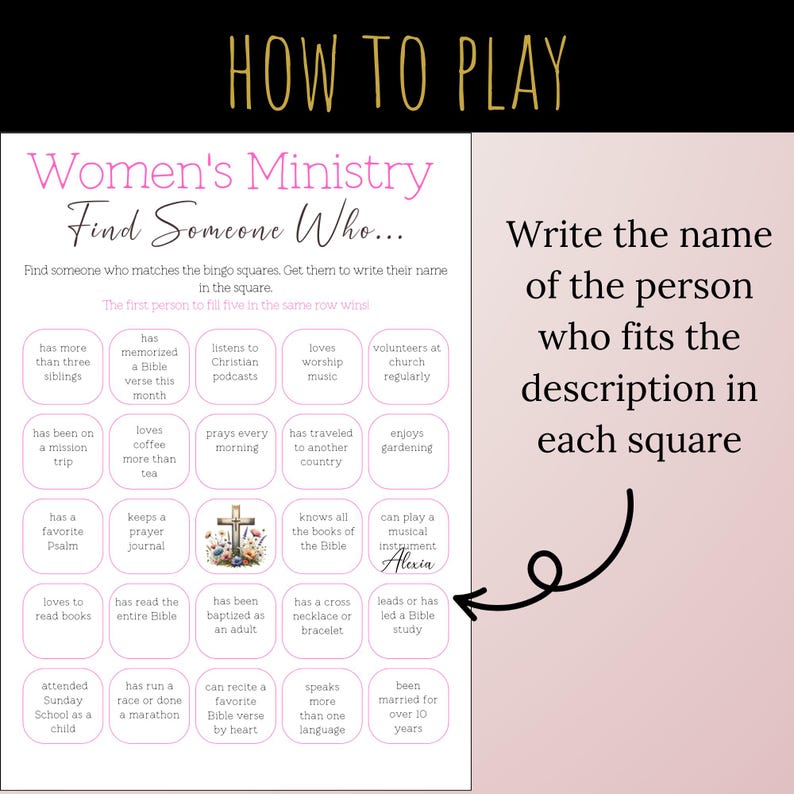 Womens Ministry Bingo Game, Fun Church Icebreaker Game for Ladies ...