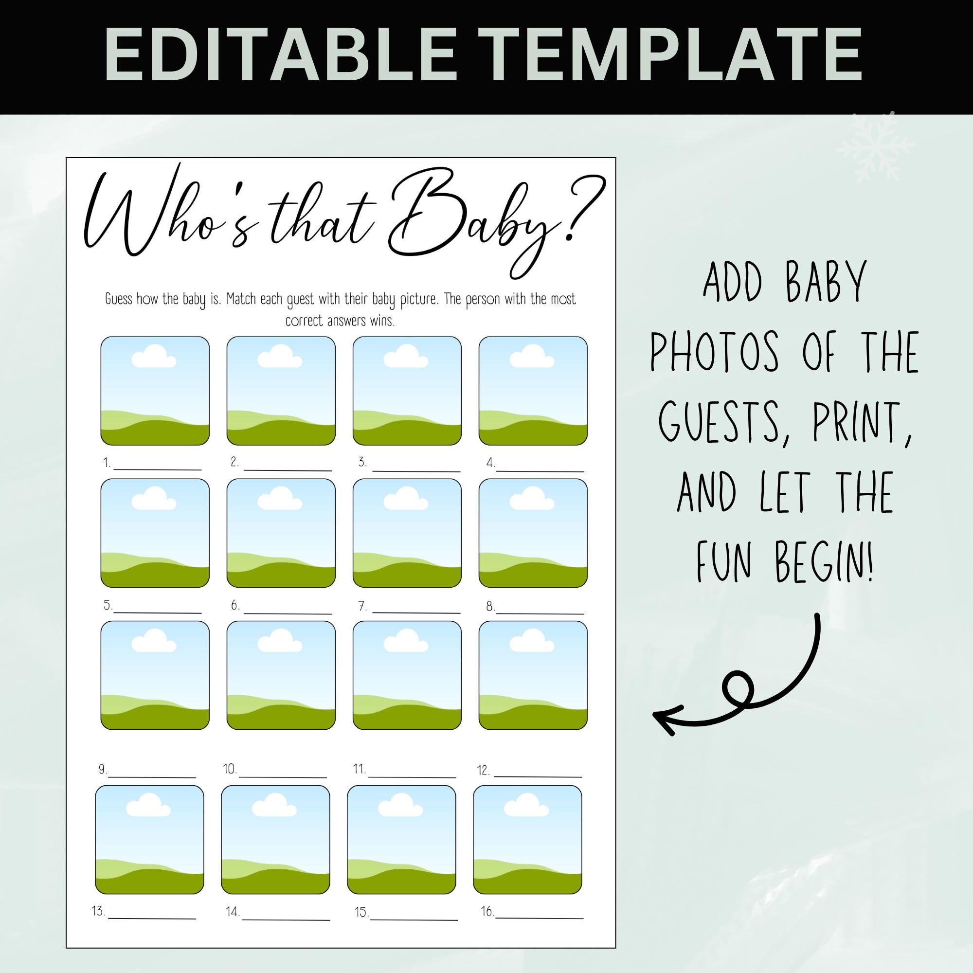 Who's That Baby Photo Game, Printable Guess Who Baby Shower Game ...