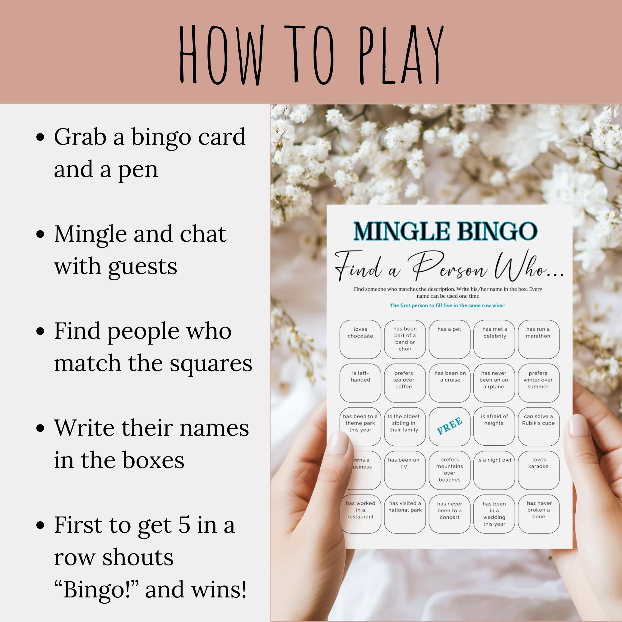 Mix and Mingle Bingo, Editable Get to Know You Questions, Find Someone ...
