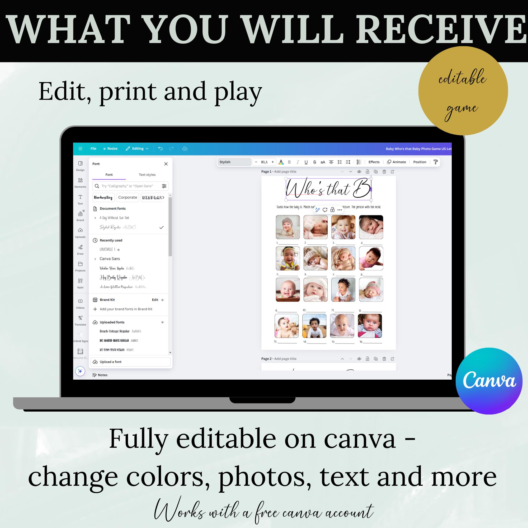 Who's That Baby Photo Game, Printable Guess Who Baby Shower Game ...