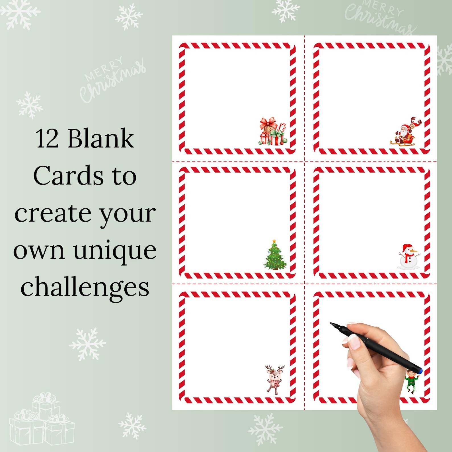 Christmas Yankee Swap Game - 60 Gift Exchange Cards + 12 Blank Cards ...