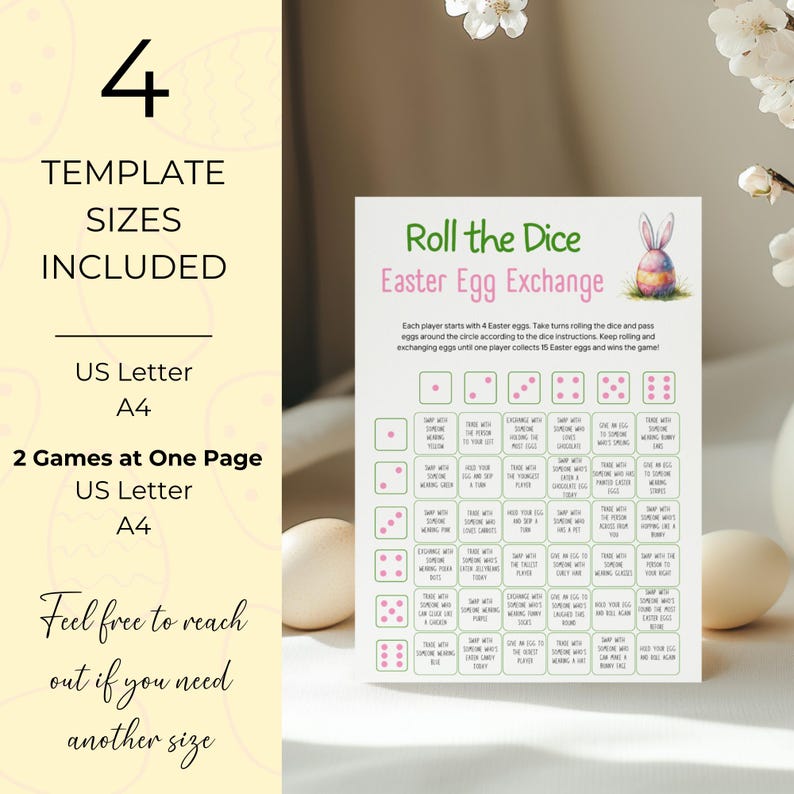 Easter Egg Exchange Dice Game, Printable Easter Game for Family Fun ...