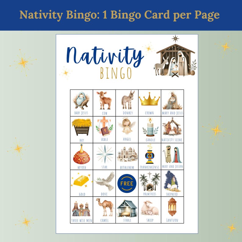 Nativity Bingo Game – 30 Printable Cards, Perfect for Church, Bible ...