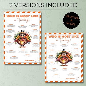 Who is Most Like a Turkey Game Printable & Editable Canva Template ...