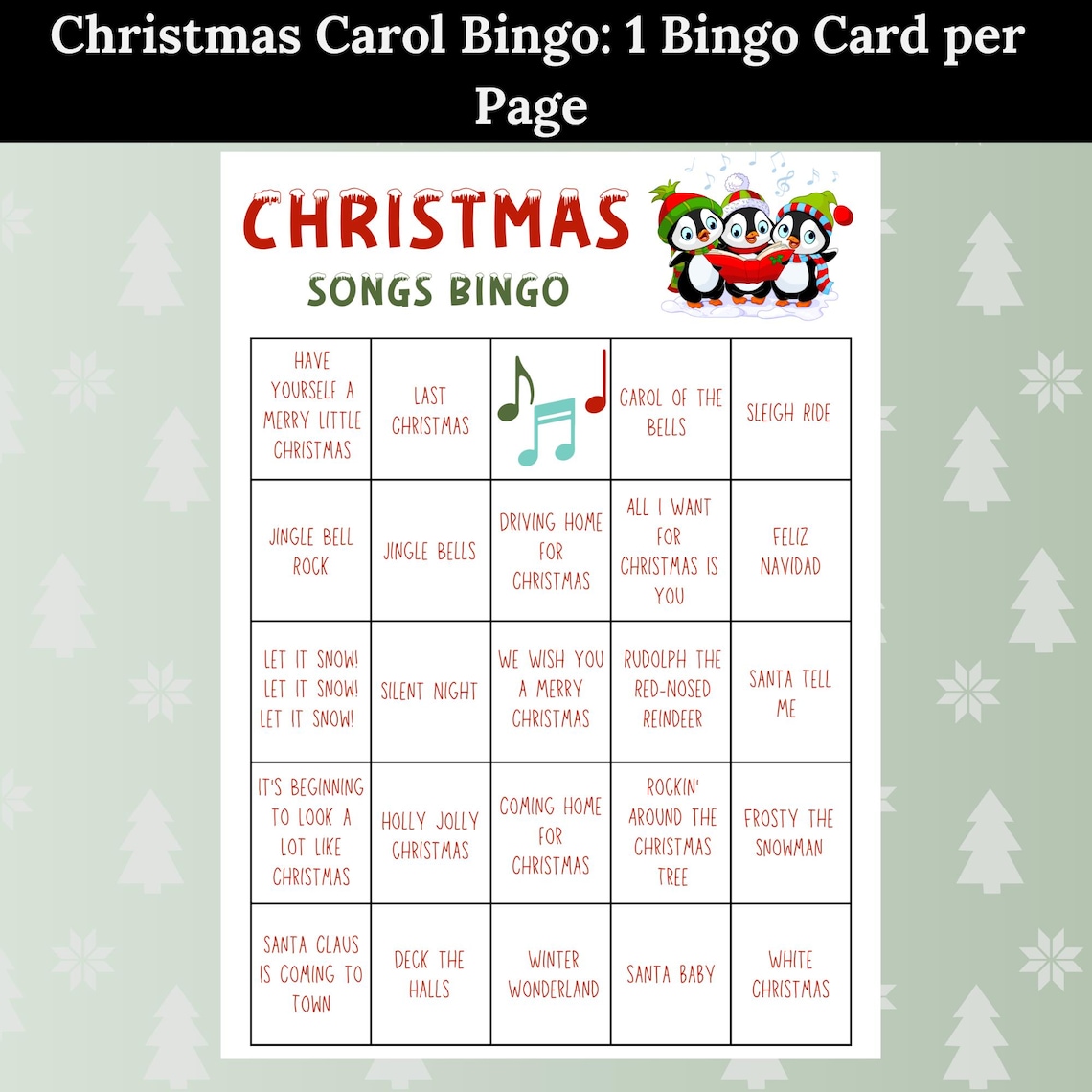 Christmas Carol Bingo Game Printable, 30 Unique Cards for Family Game ...