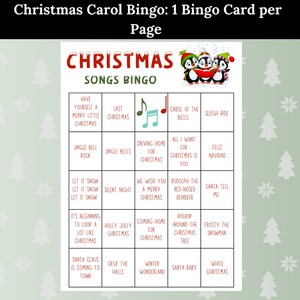 Christmas Carol Bingo Game Printable, 30 Unique Cards for Family Game ...
