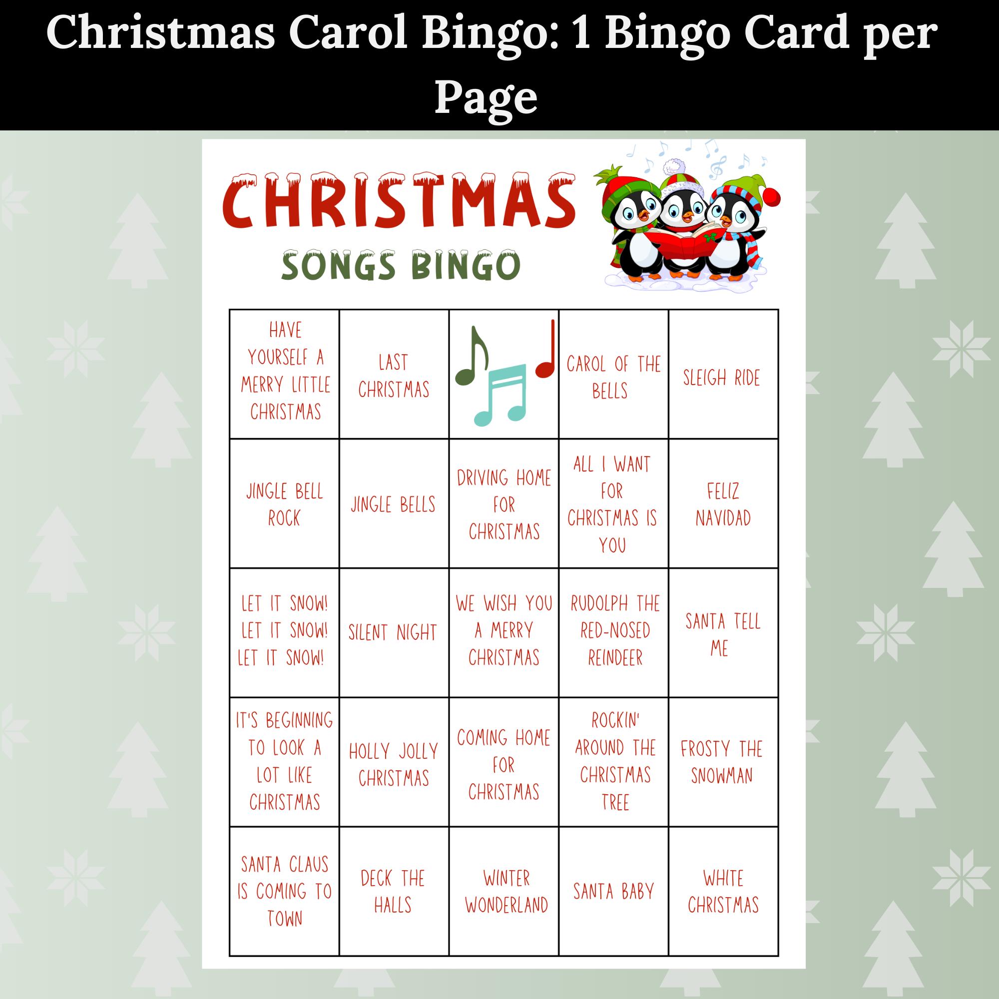 Christmas Carol Bingo Game Printable, 30 Unique Cards for Family Game ...