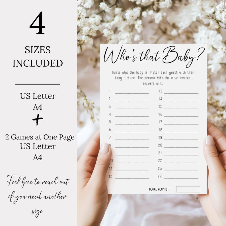 Who's That Baby Photo Game, Printable Guess Who Baby Shower Game Card ...