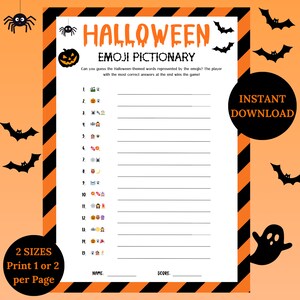 Halloween Emoji Game Printable, Fun Halloween Party Game for Kids ...