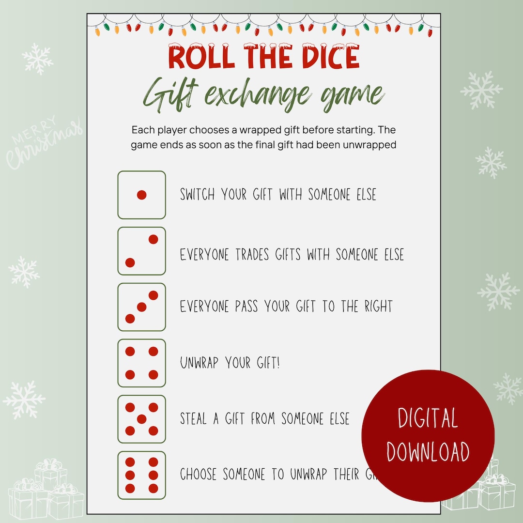 Yankee Swap Game, Christmas Dice Gift Exchange, White Elephant Party ...