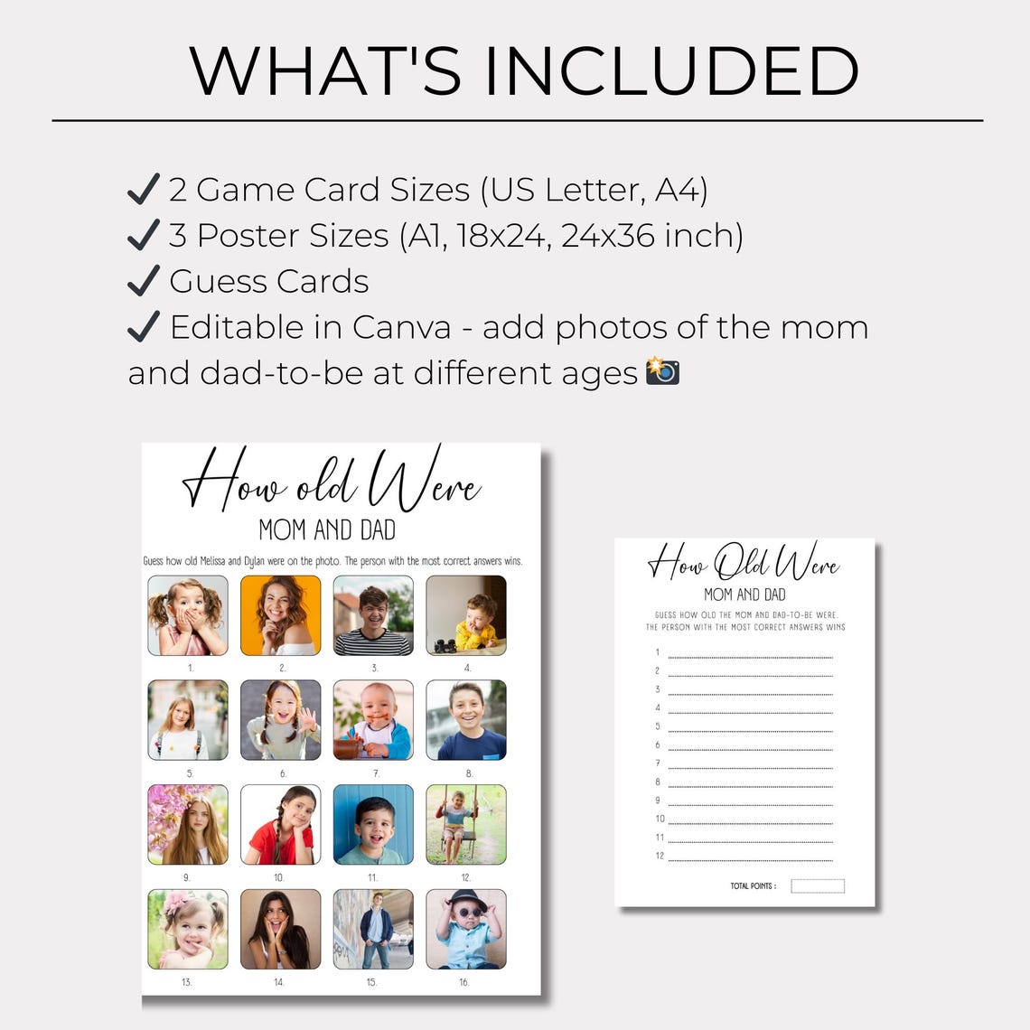 Baby Picture Guessing Game Printable, Editable How Old Were They ...