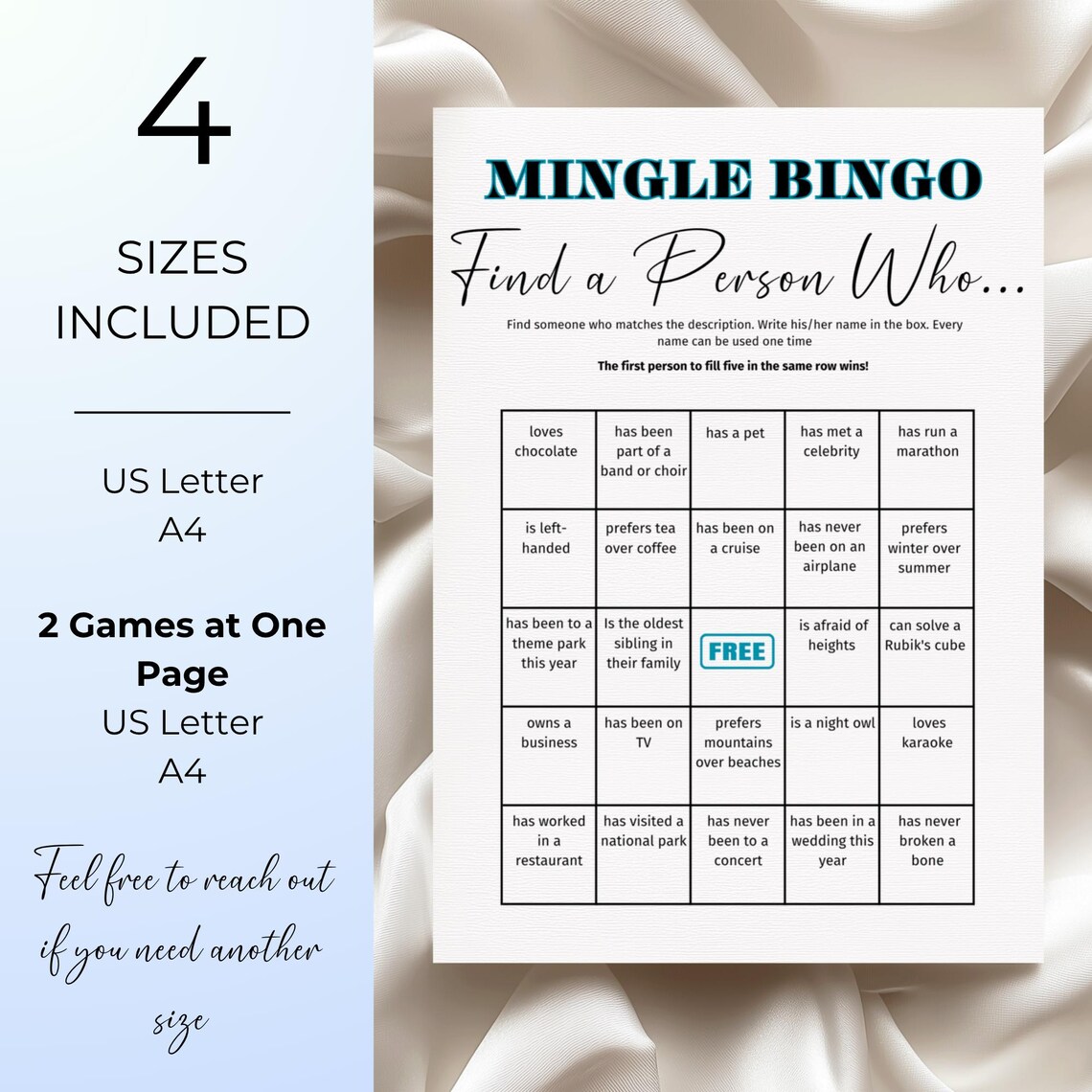 Mix and Mingle Bingo, Get to Know You Questions, Find Someone Who, Ice ...