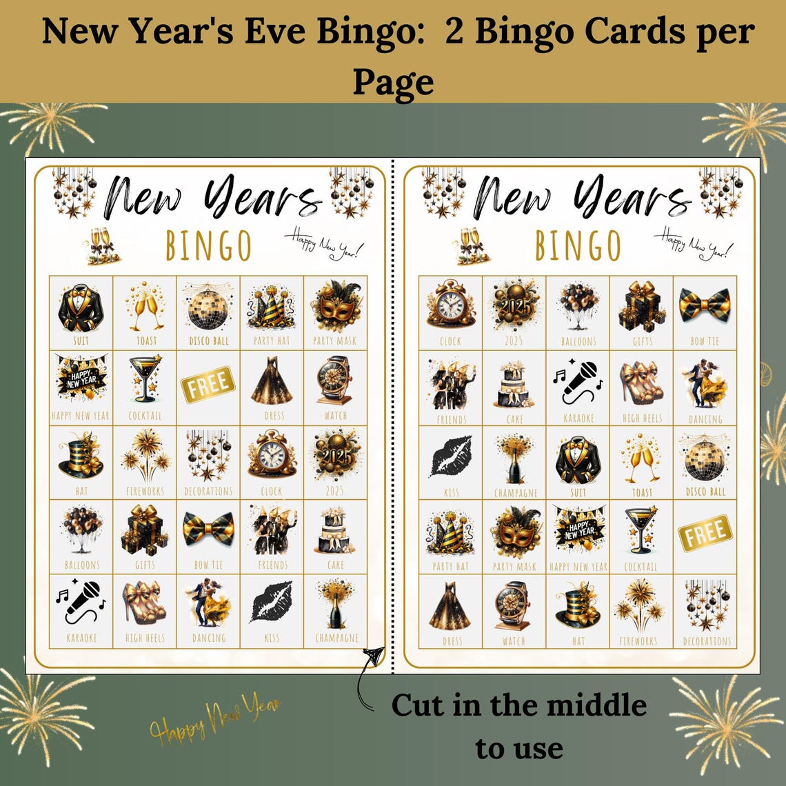 New Years Eve Bingo - 30 Printable Cards, Fun New Years Eve Games for ...