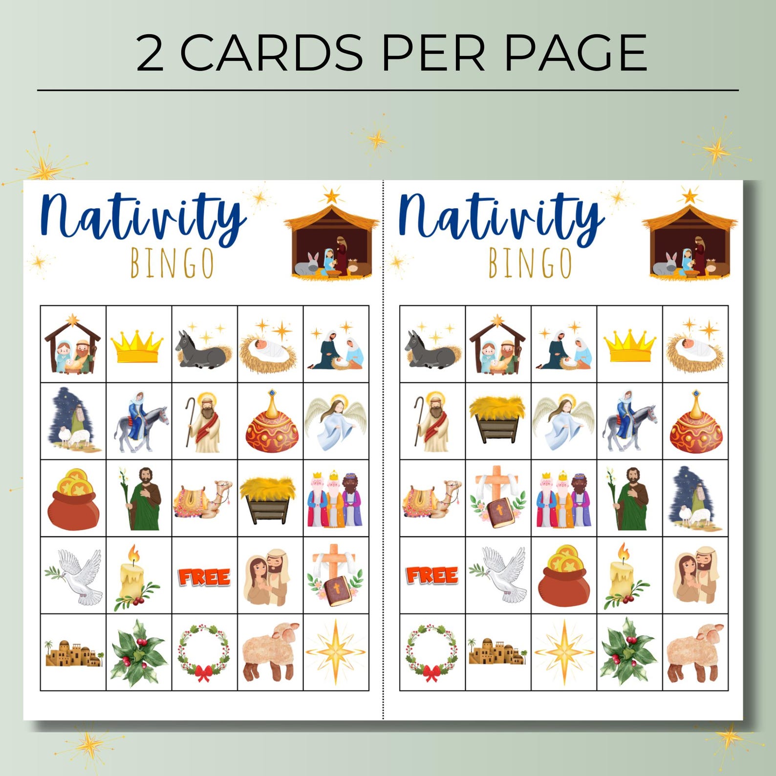 Nativity Bingo, Printable Christmas Bingo, Christian Games, Holy Week ...