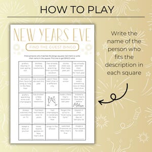 Find the Guest New Year’s Eve Bingo, Fun Printable Icebreaker Party ...
