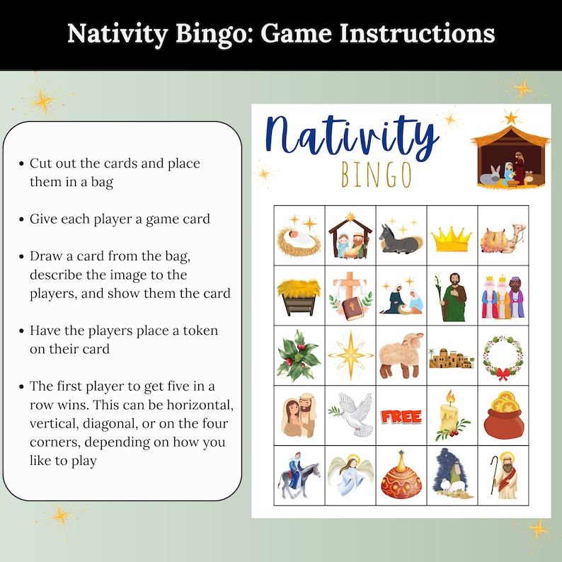 Nativity Bingo Printable, Christian Christmas Game, Fun Bible Activity ...