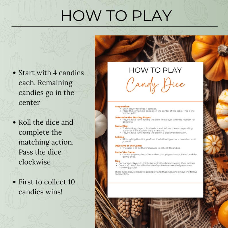 Thanksgiving Candy Dice Game, Printable & Editable Canva Template ...