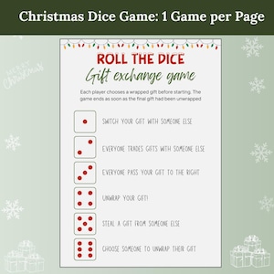 Yankee Swap Game, Christmas Dice Gift Exchange, White Elephant Party ...