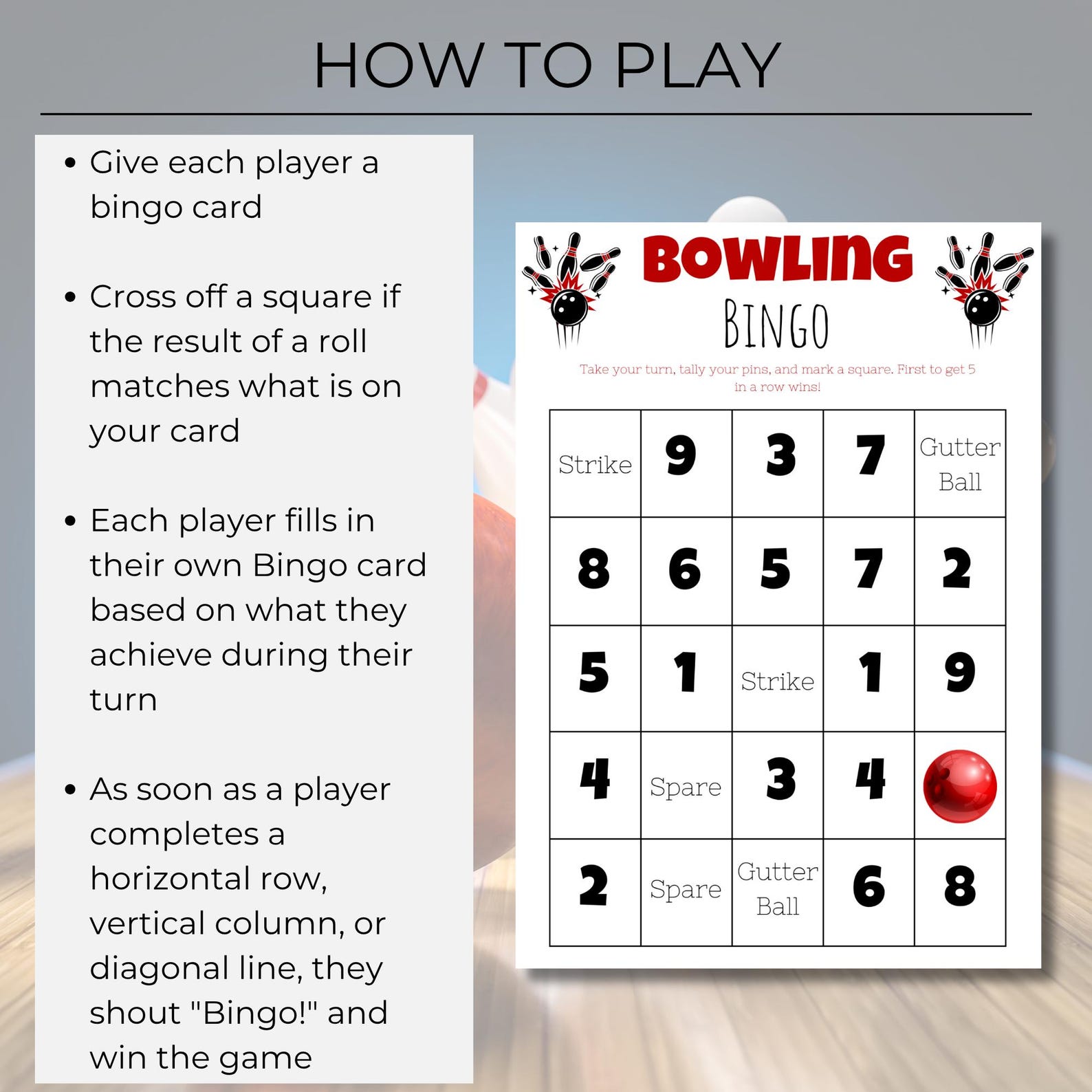 Bowling Bingo, 50 Printable Bingo Cards for Kids, Fun Bowling Party ...