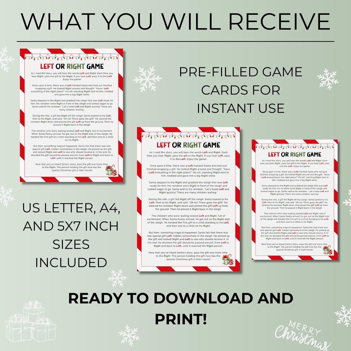 Left Right Poem - Fun Printable Christmas Gift Exchange Game for ...