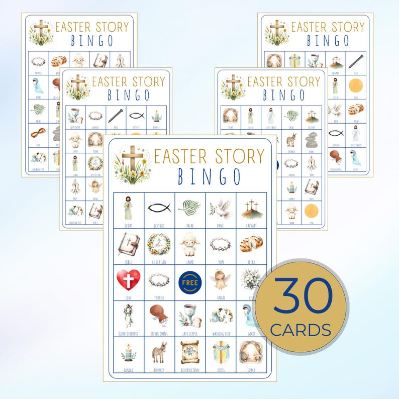 Easter Story Bingo, 30 Printable Religious Biblegame, Holy Week ...