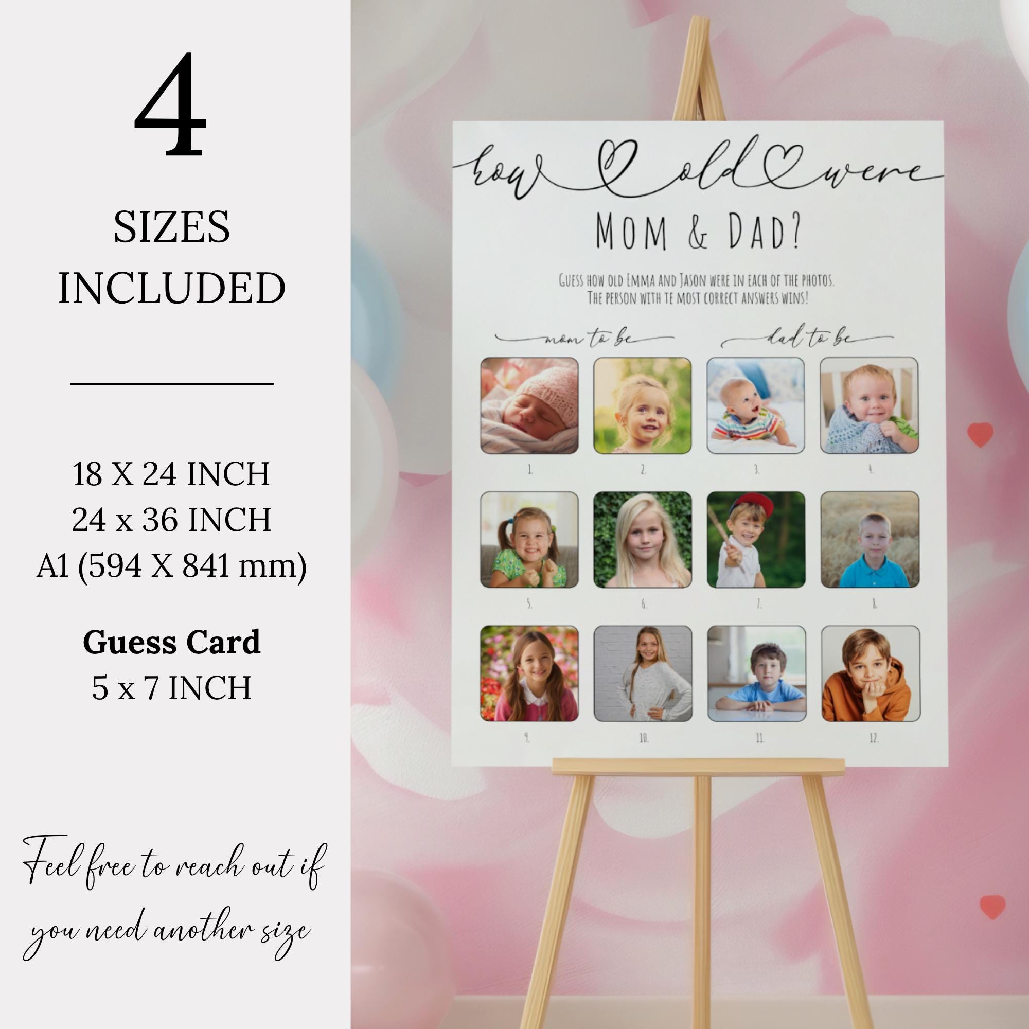 Guess the Age of Mom and Dad, Fun Baby Shower Game, Printable Guessing ...