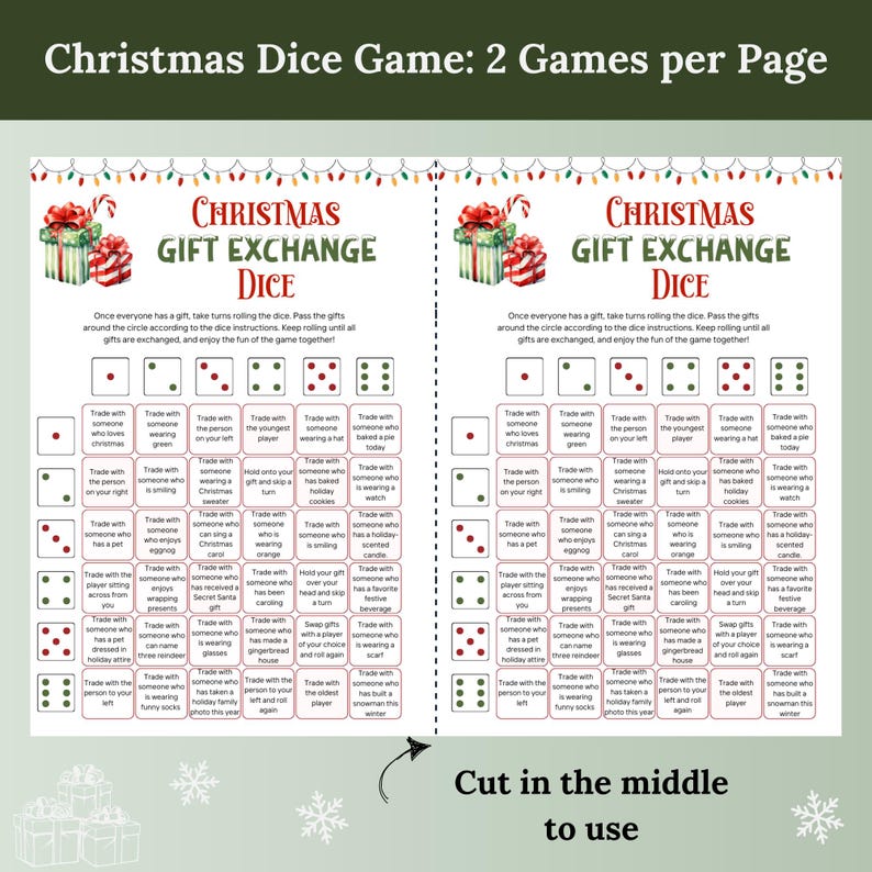 Christmas Gift Exchange Dice Game – Pass the Present | Fun White Elephant & Yankee Swap Xmas ...