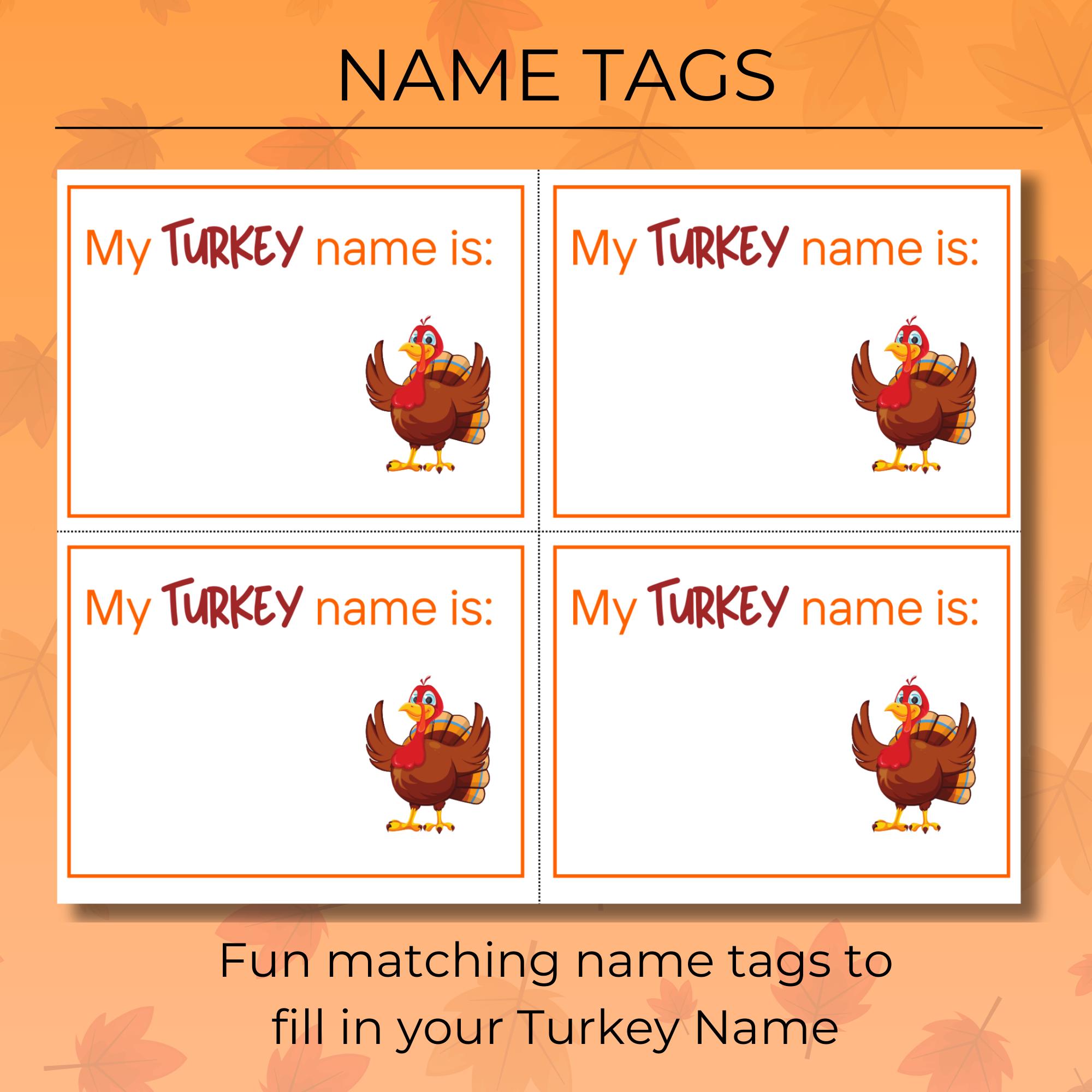 What's Your Turkey Name Game, Printable Thanksgiving Fun, Friendsgiving ...