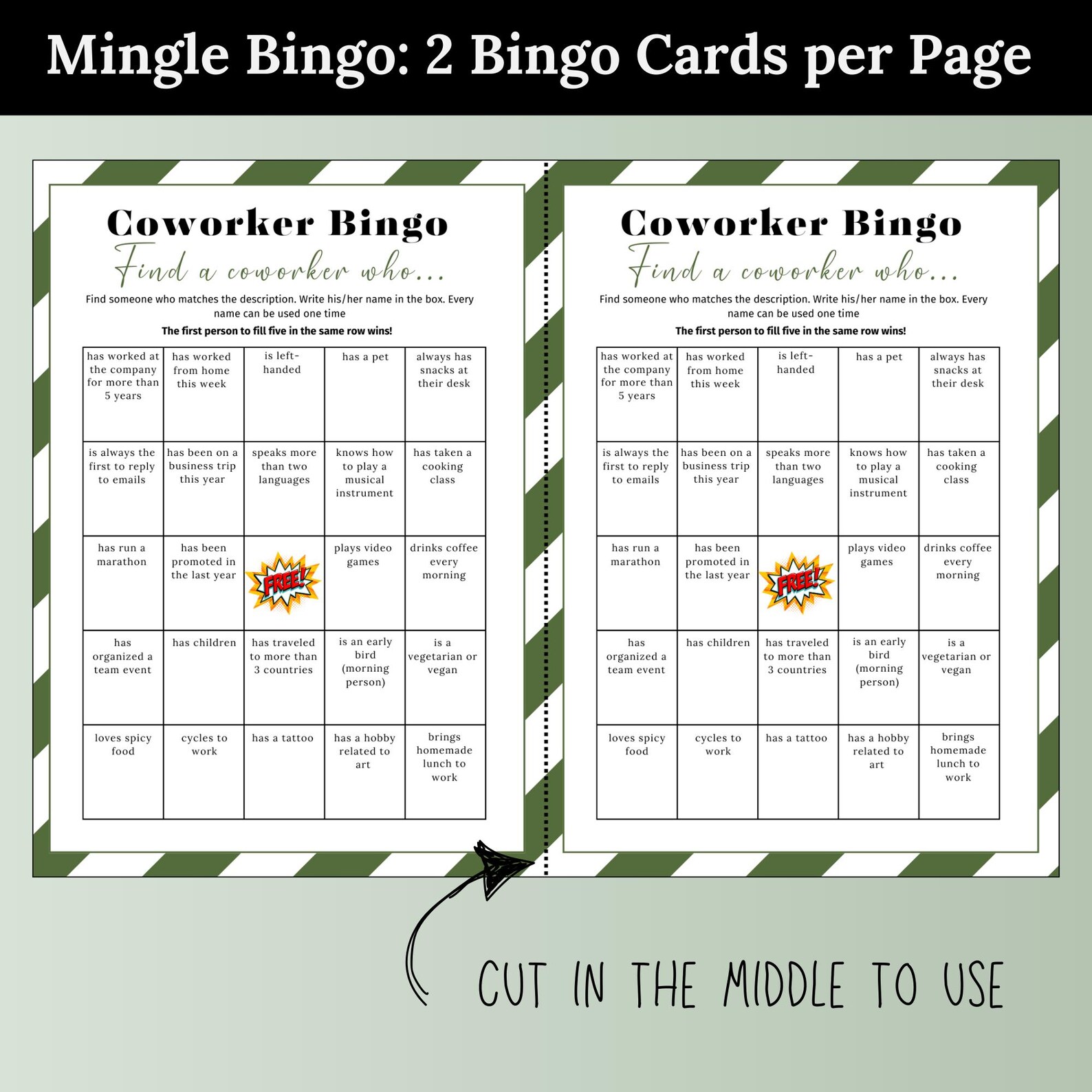 Coworker Bingo Printable – Ice Breaker, Get to Know You, Find Someone ...
