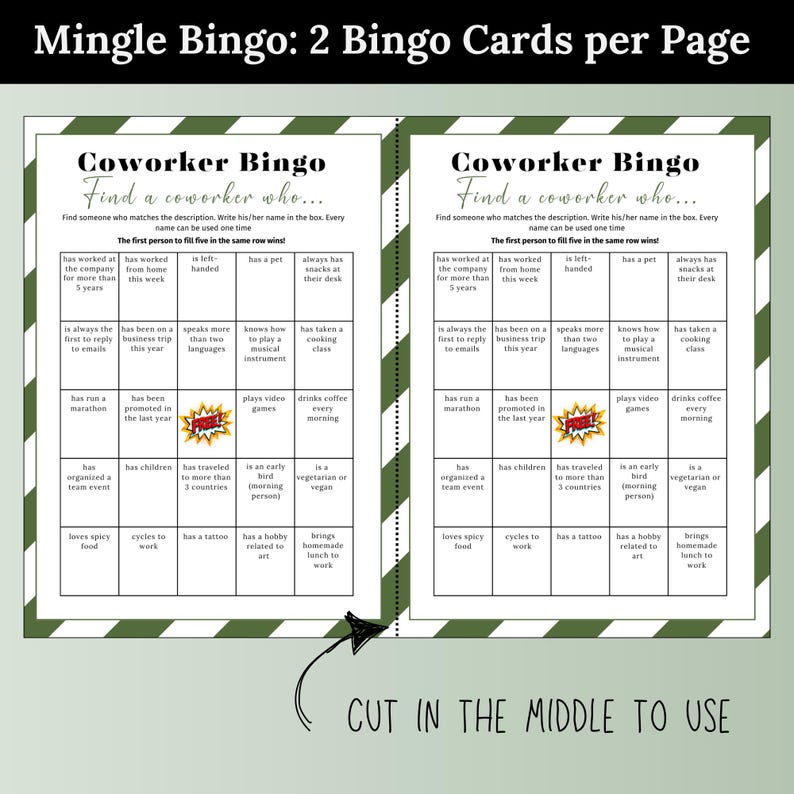 Coworker Bingo Printable – Ice Breaker, Get to Know You, Find Someone ...