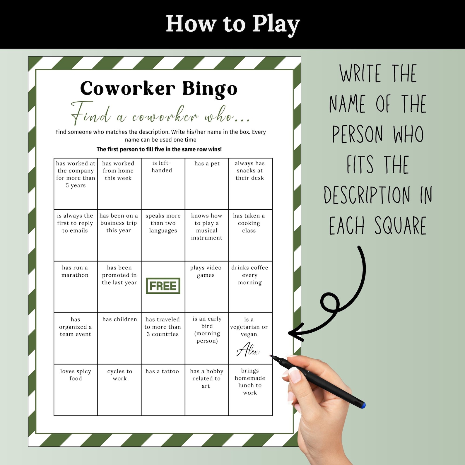 Coworker Bingo – Editable Employee Bingo Game, Getting to Know You ...