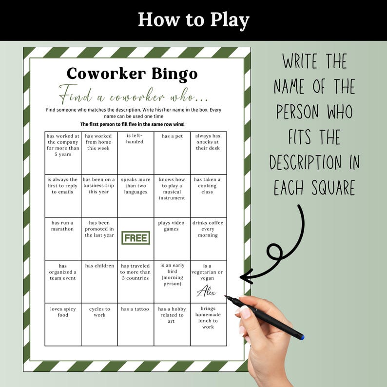 Coworker Bingo – Editable Employee Bingo Game, Getting to Know You ...
