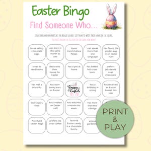 Easter Find the Guest Bingo, Printable Icebreaker Game for Parties and ...