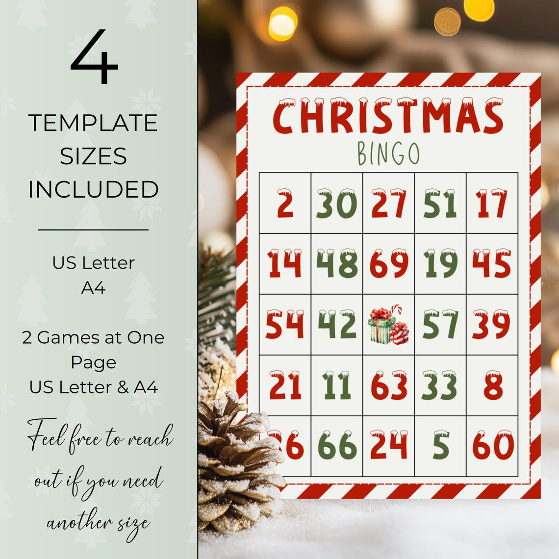 Christmas Number Bingo - 50 Christmas Bingo Cards, Fun Christmas Games ...