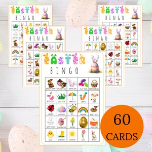 Easter Bingo Set, 60 Printable Cards for Kids, Fun Holiday Game ...
