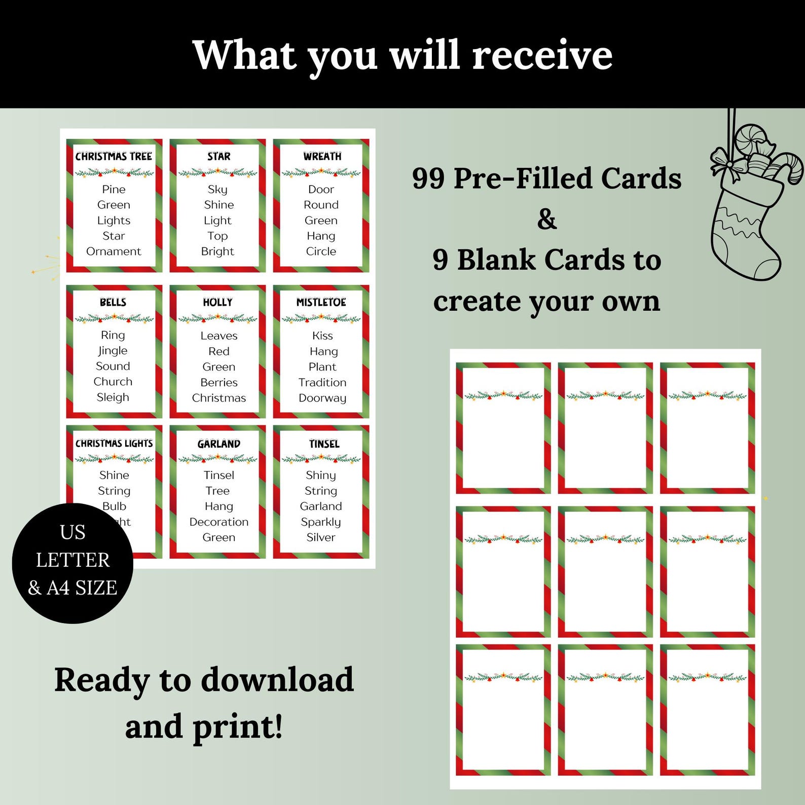 Christmas Taboo Game, Printable Games, Fun Family Christmas Games ...