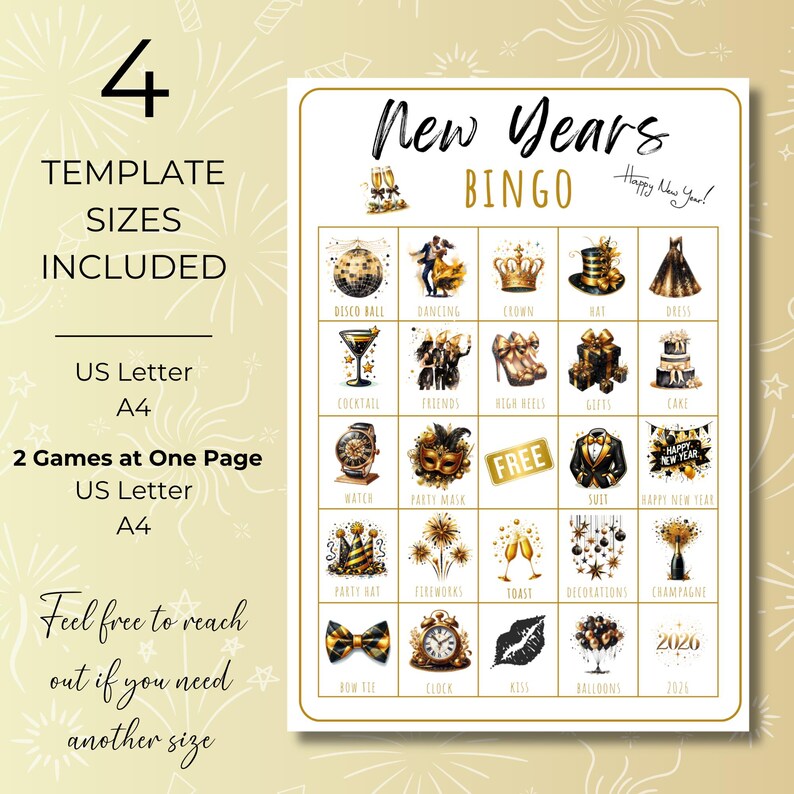 New Year's Eve Bingo, 30 Printable Cards, Fun NYE Game for Kids ...