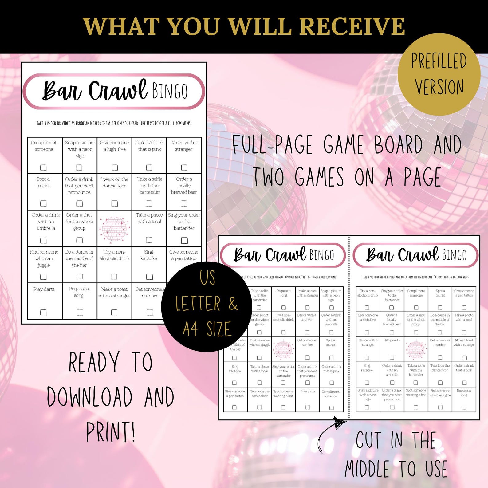 Bar Crawl Bingo - Printable & Editable Pub Crawl Game | Fun Bar Crawl ...