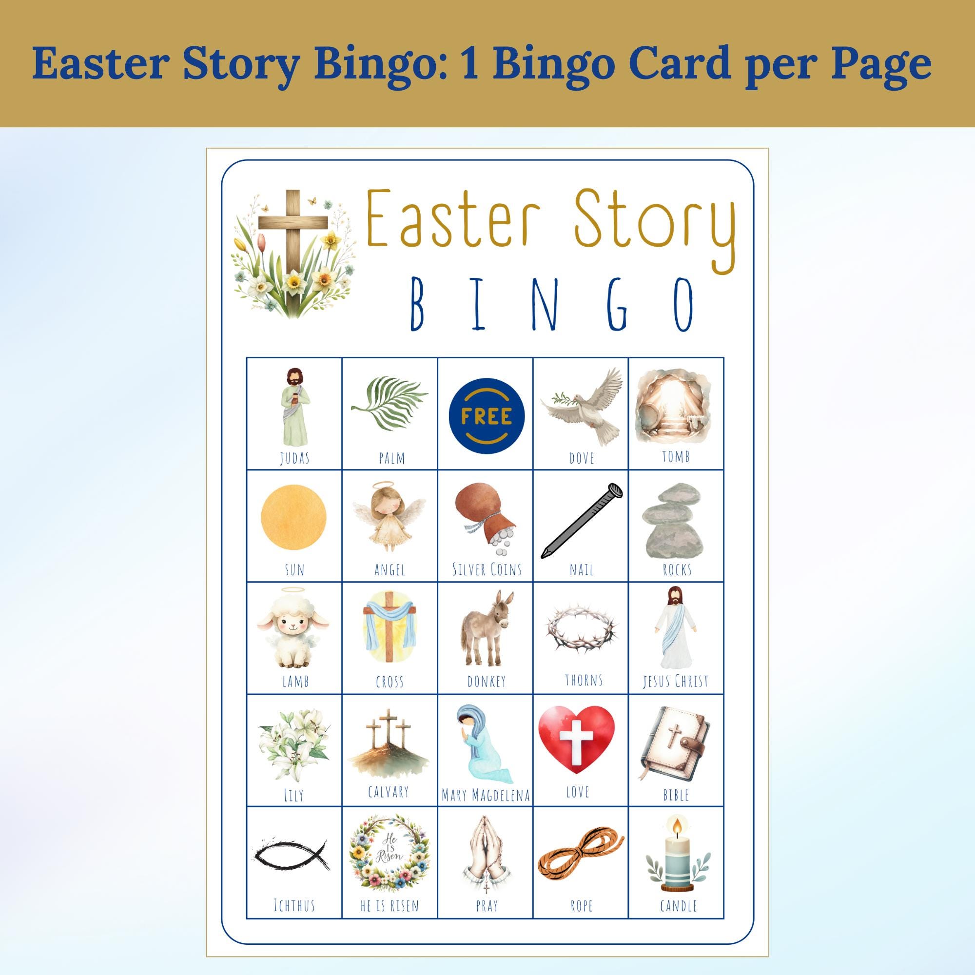 Easter Story Bingo, 30 Printable Religious Easter Bible Bingo Game ...