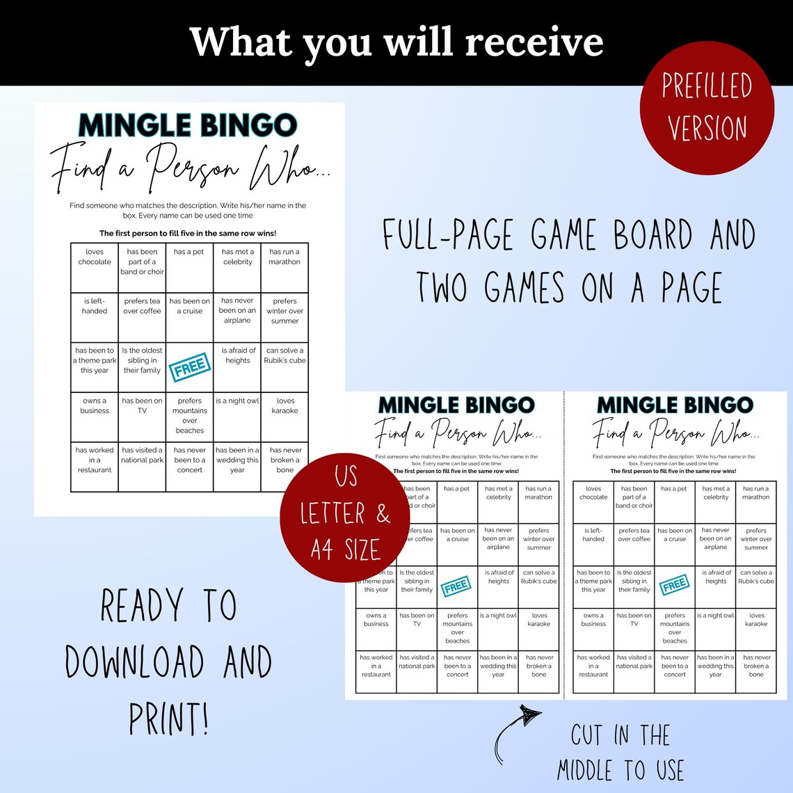 Editable Mix and Mingle Bingo - Printable Ice Breaker Game With Get to ...