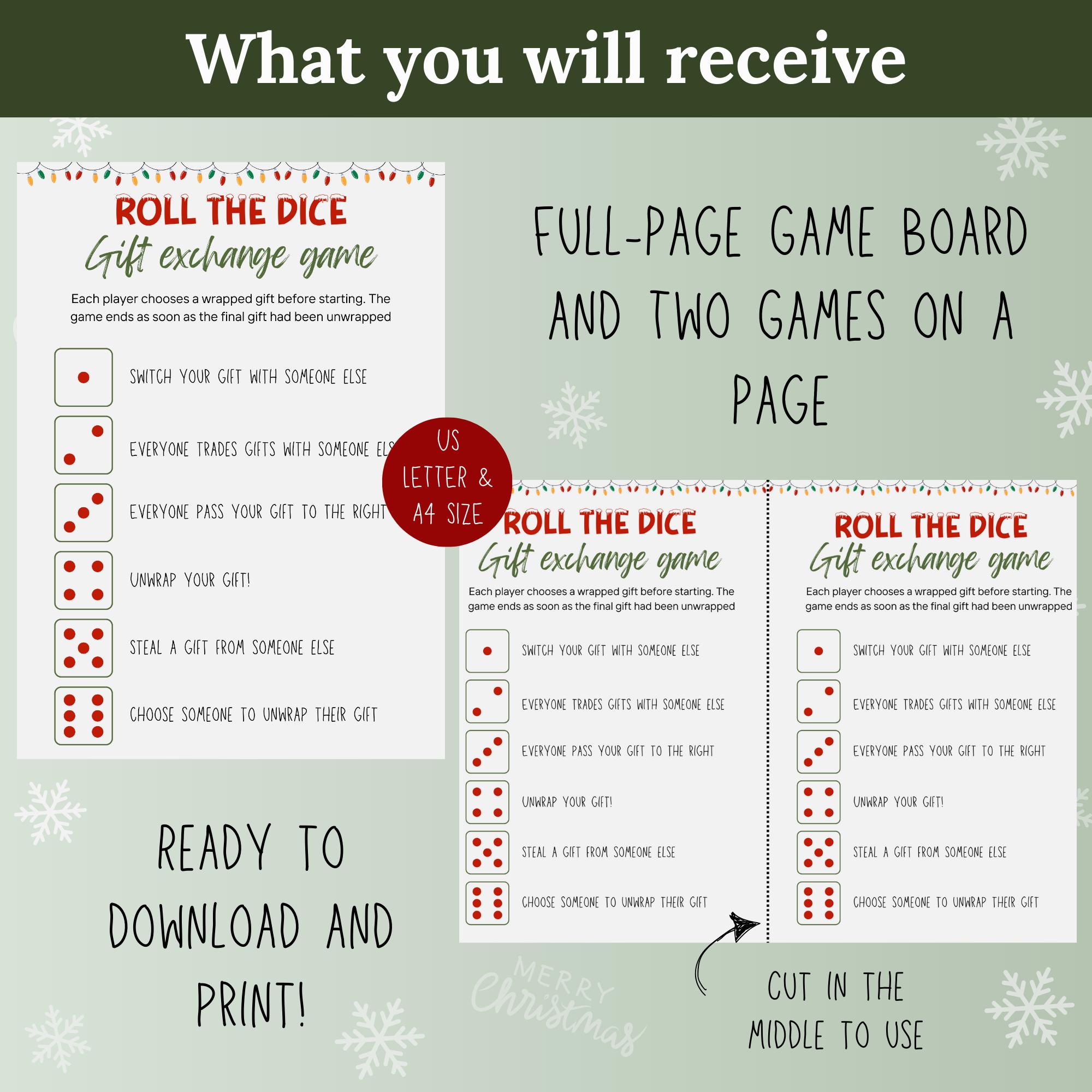 Yankee Swap Game, Christmas Dice Gift Exchange, White Elephant Party ...