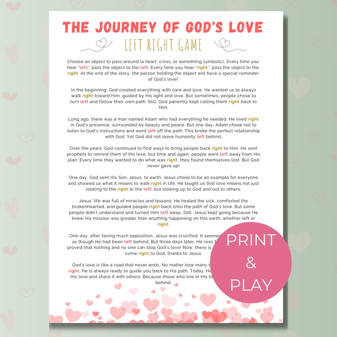 Left Right Valentine Game, Christian Activity, Fun Church Gift Exchange ...